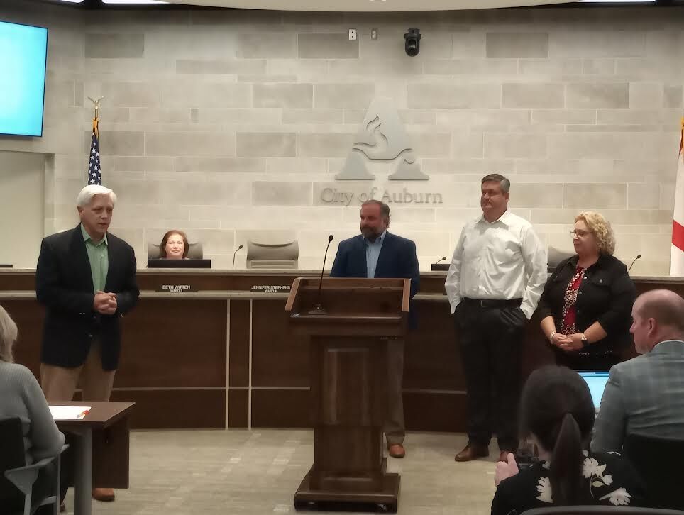 Auburn mayor Ron Anders recognizes outgoing city council members Hovey ...