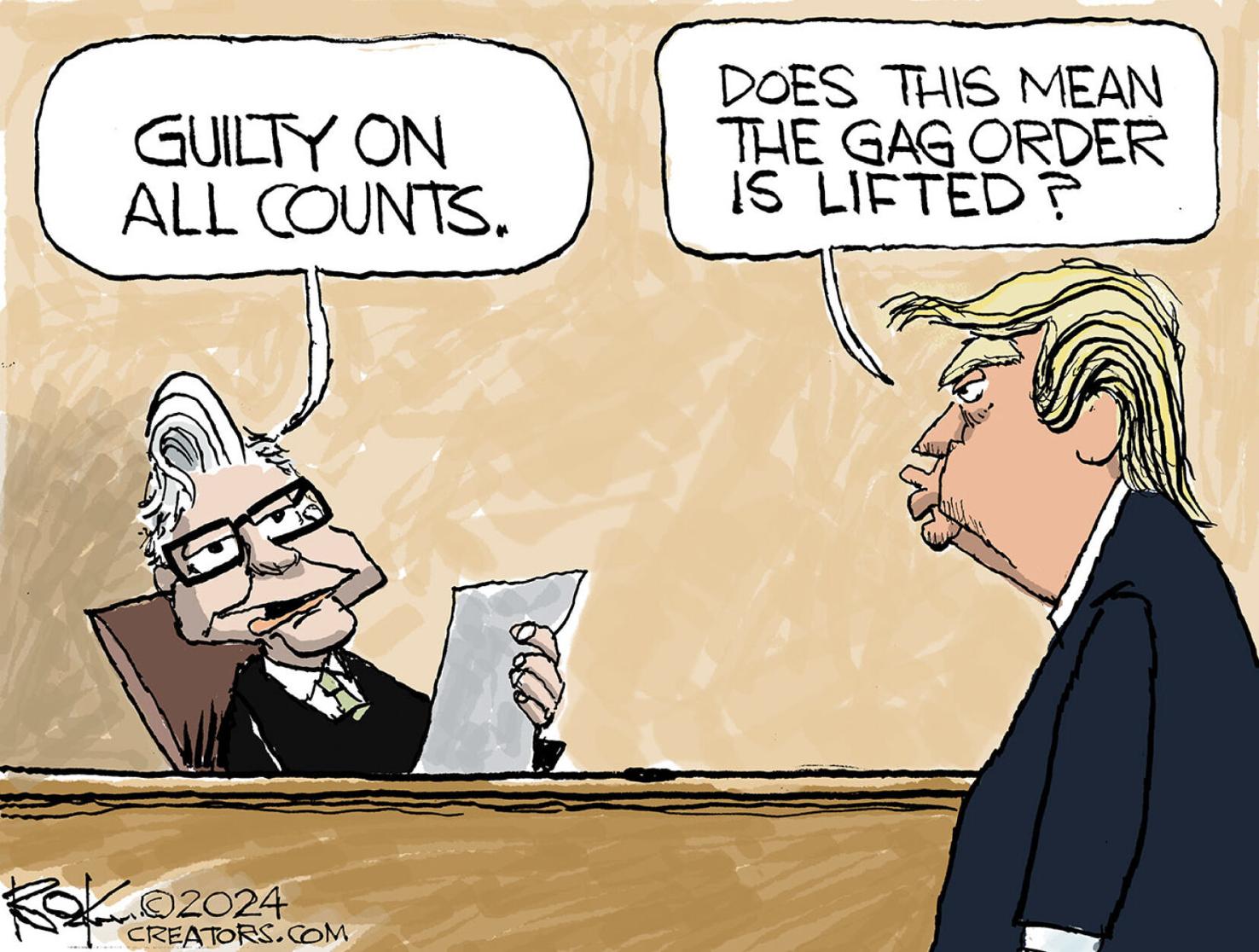 8 political cartoons judge Donald Trump's criminal conviction