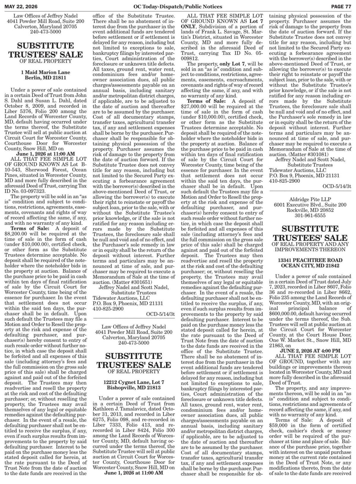 Public Notices | Public Notices | octodaydispatch.com