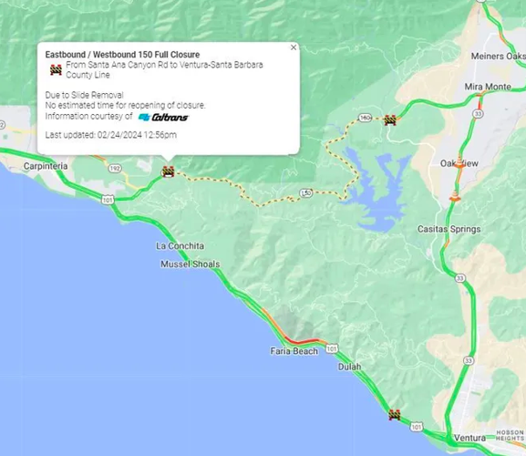 Slide still blocking Hwy. 150 at Casitas Pass on Sunday, Feb. 25 ...