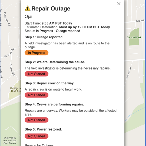 SoCal Edison reports outage in Downtown and West Ojai Village areas ...