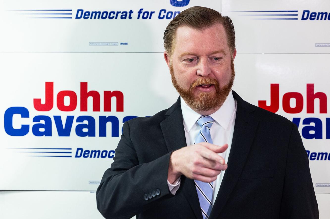 Photos: John Cavanaugh holds press conference on ads linking him to Trump