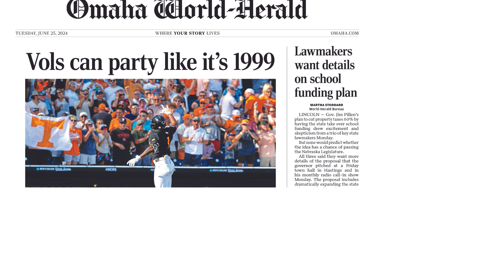 Need a copy of Omaha World-Herald after Tennessee’s CWS championship ...