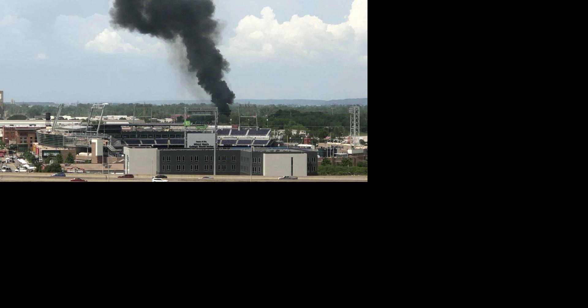 Fire breaks out at north downtown Omaha salvage yard; plumes of black ...