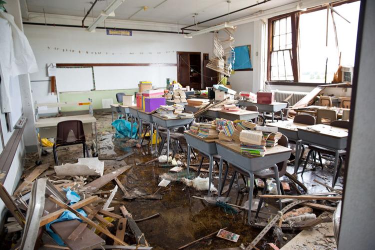 destroyed school