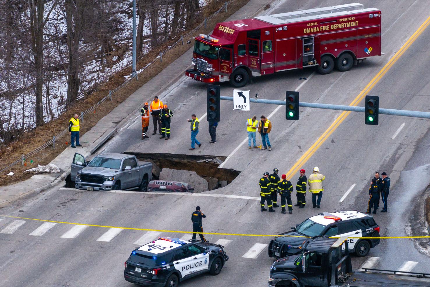 Omaha Pacific Street sinkhole likely caused by city storm sewer, MUD says