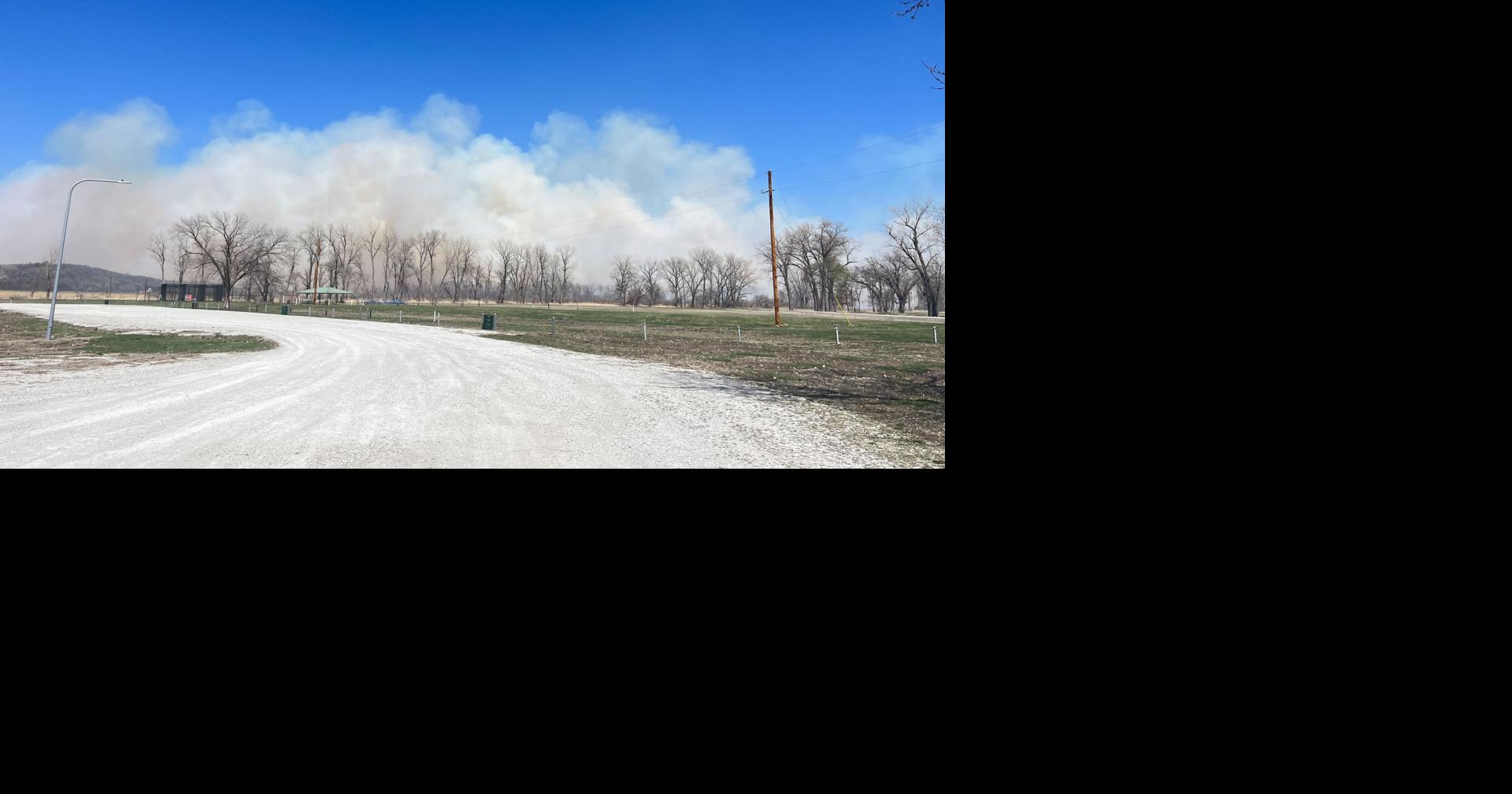 Fire burning along Missouri River near north edge of Omaha