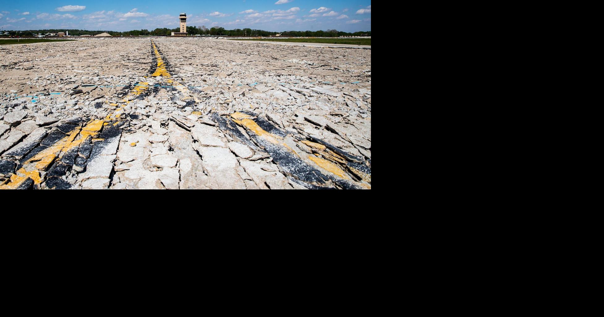 80-year-old Offutt runway finally runs its course and is reduced to rubble