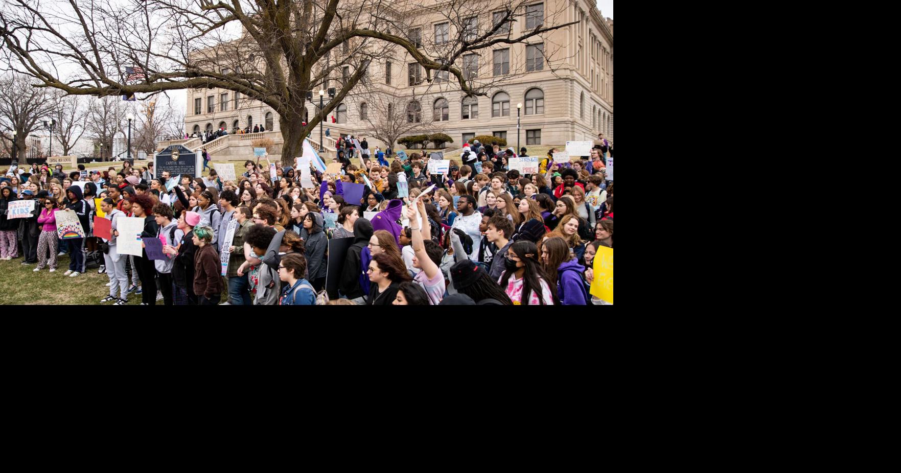 Omaha Central High students walk out of class to protest trans youth bills