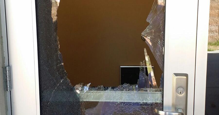 Rock breaks glass door at Islamic Center of Omaha