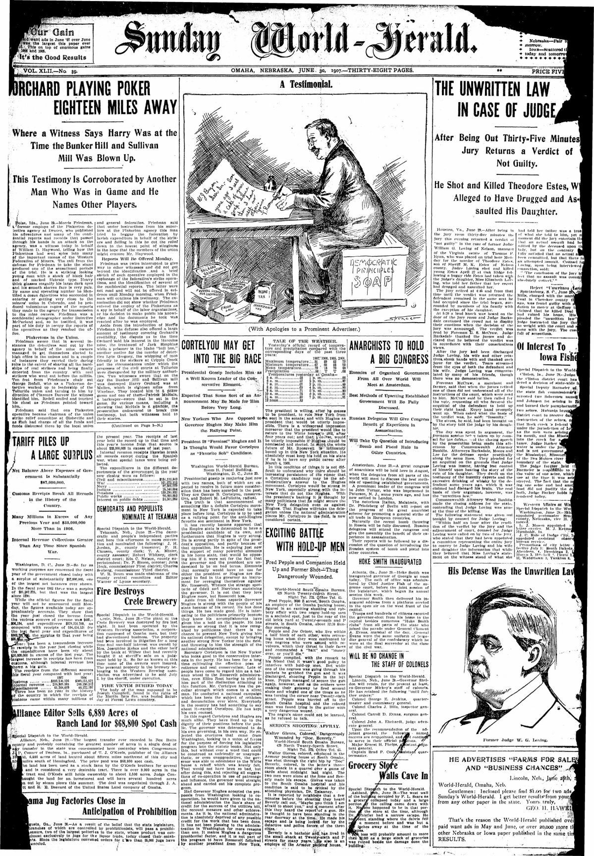 Newspaper from 1907 found under the floorboards at Joslyn Castle