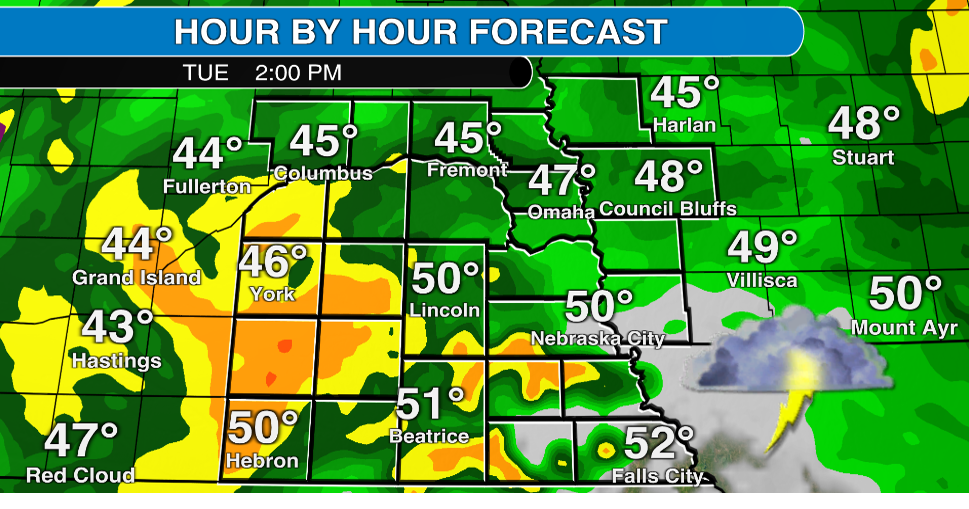 Wet Tuesday in southeast Nebraska; snow returns Wednesday