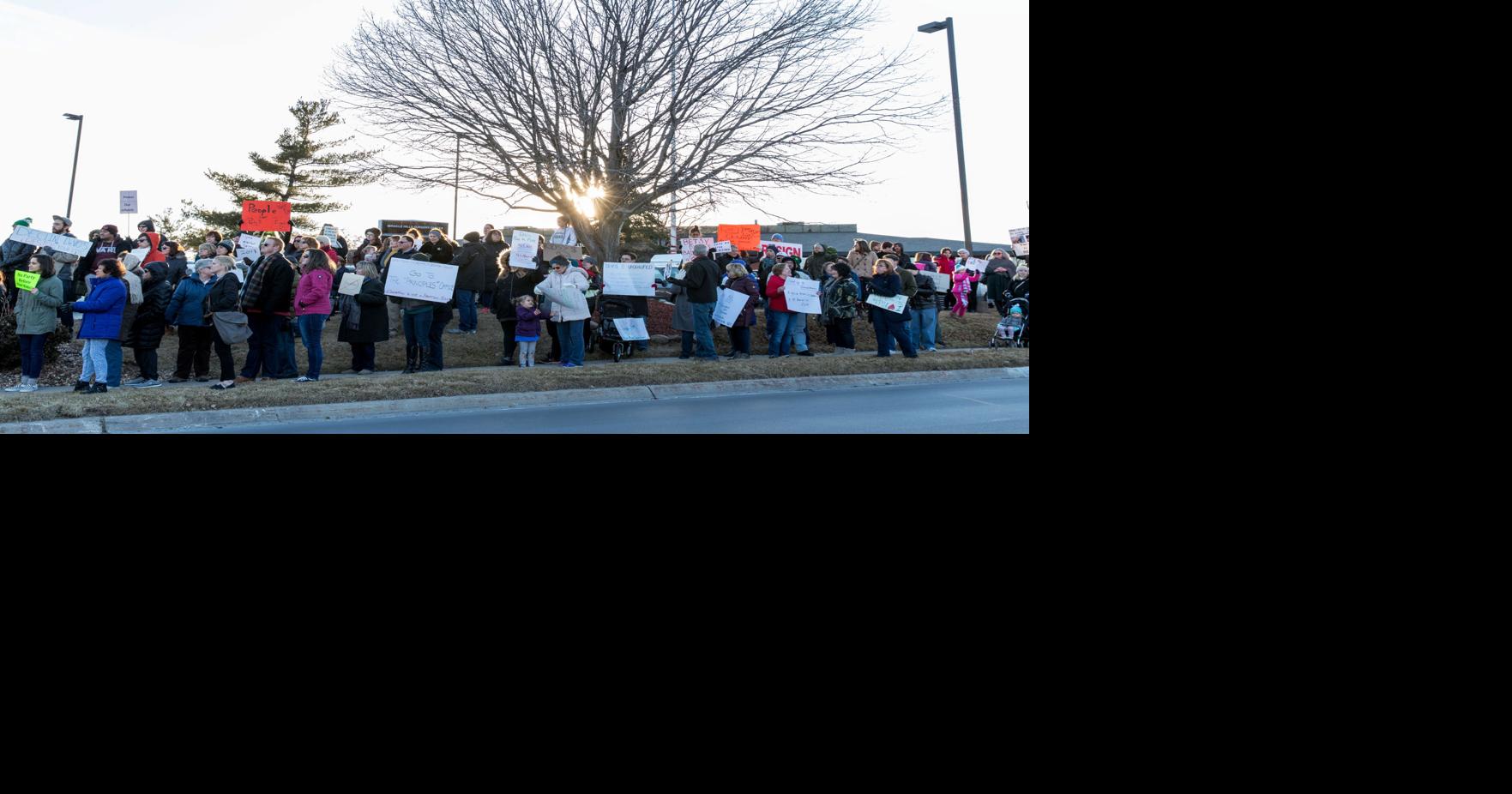 200 protest Deb Fischer's support of Betsy DeVos in Omaha