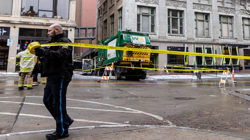 Garbage truck removed from sinkhole in downtown Omaha