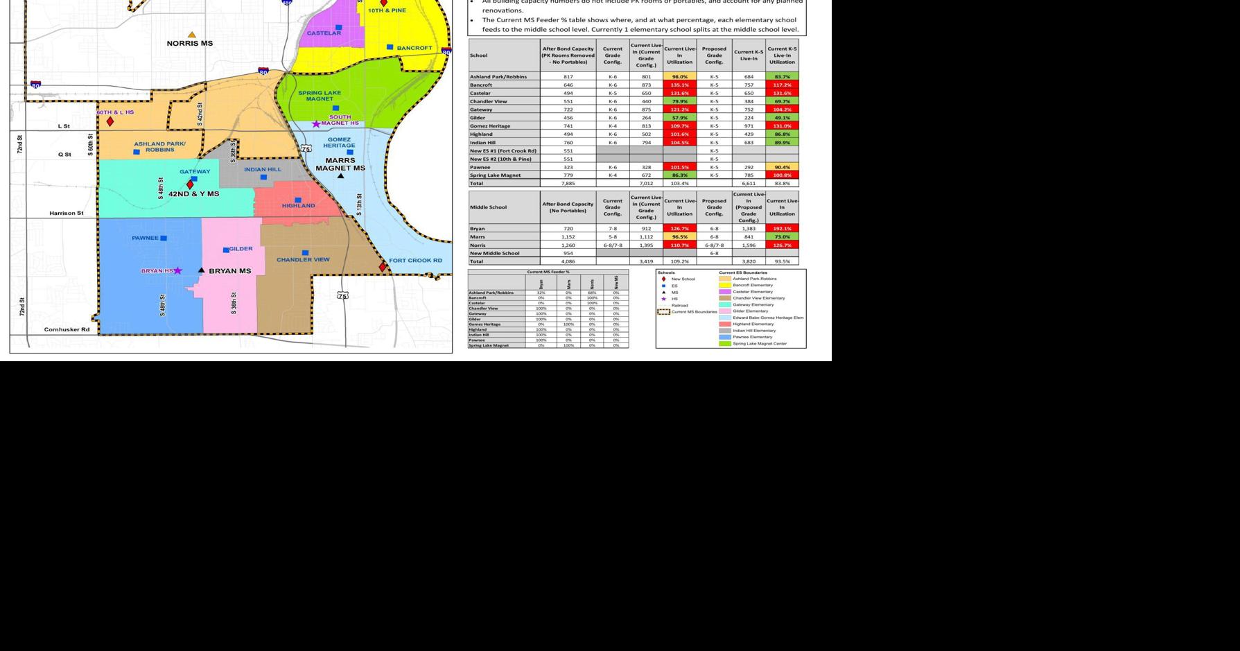 Map of recommended school attendance area changes