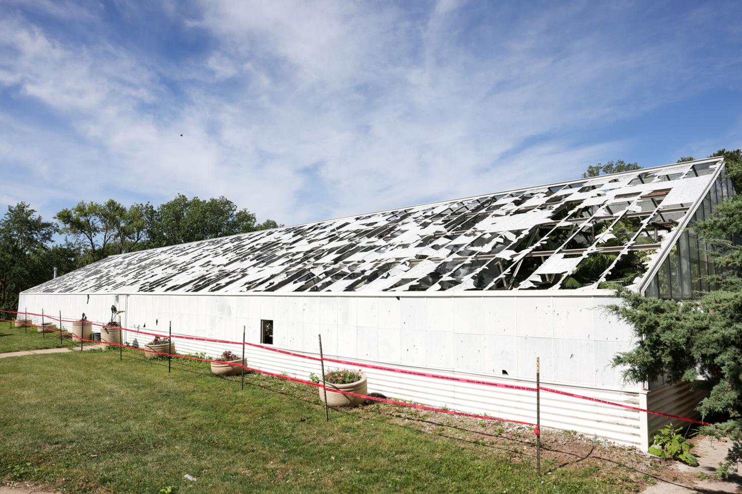 Photos: Hanscom Park greenhouse severely damaged after hail storm