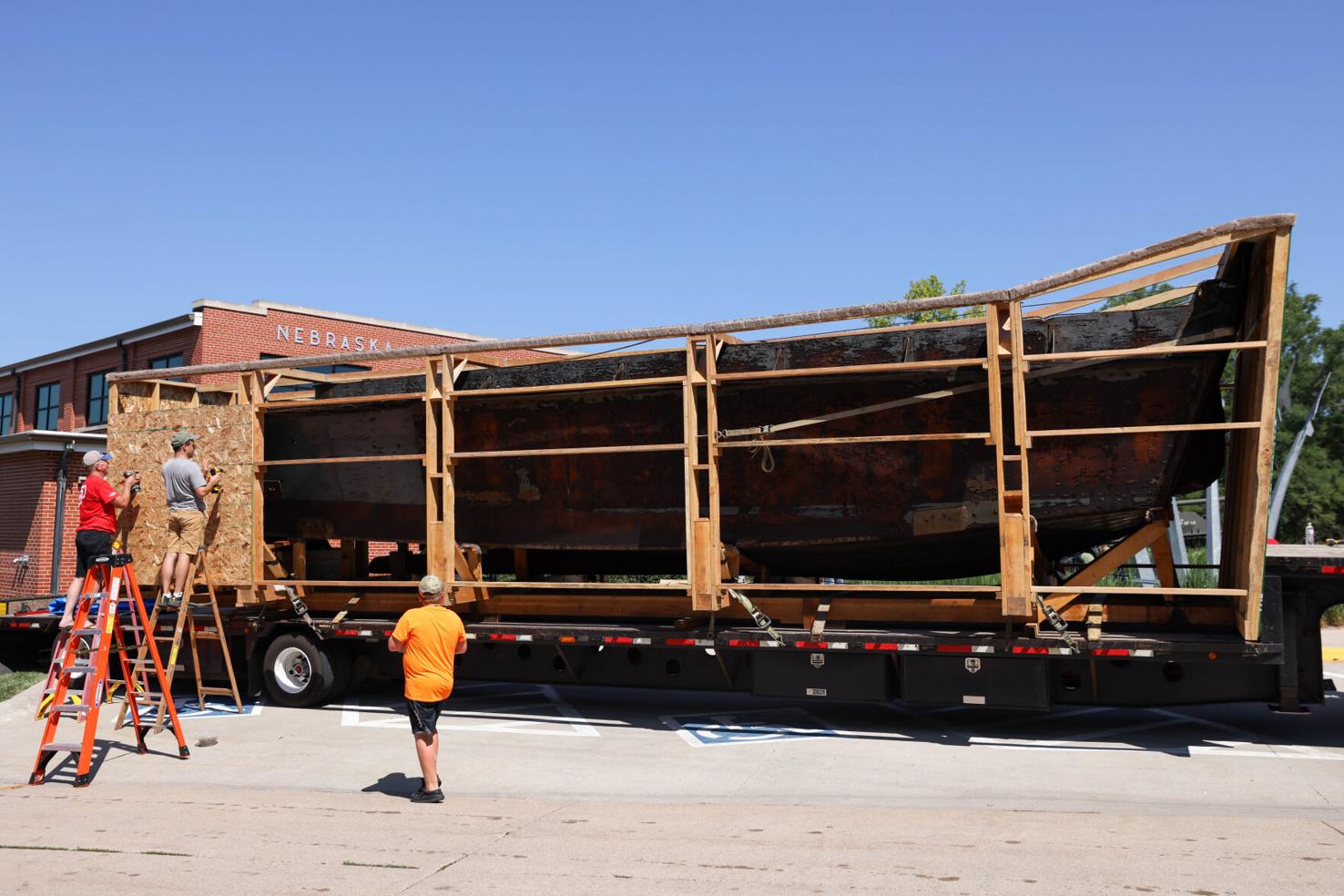 WWII Higgins boat salvaged from California lake unveiled at Nebraska Guard museum