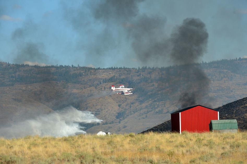 One injured as fire sweeps across hills southwest of Okanogan | Free ...