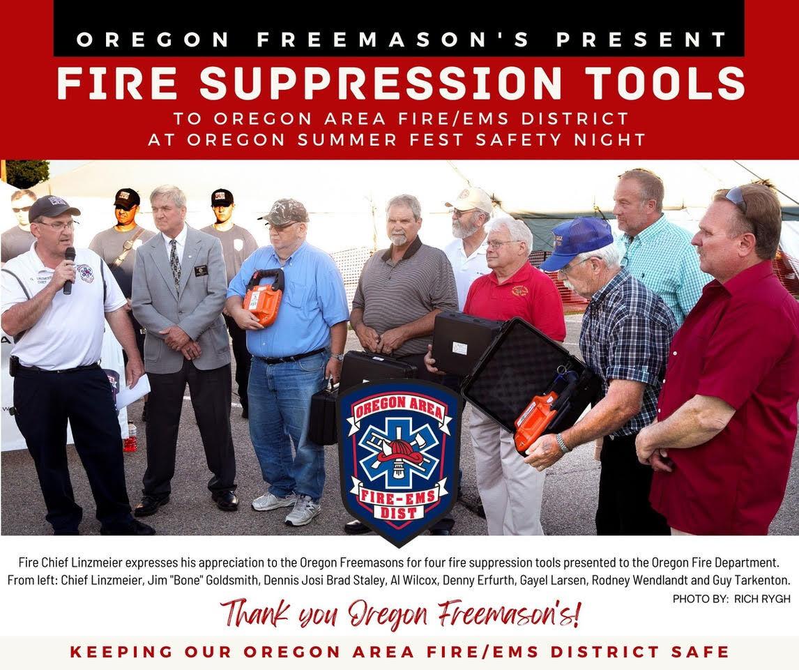 Oregon Masonic Lodge donates equipment to fire department | Community ...