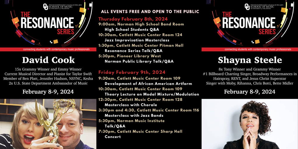 OU 2024 Resonance Series hosts David Cook, Shayna Steele | Culture ...