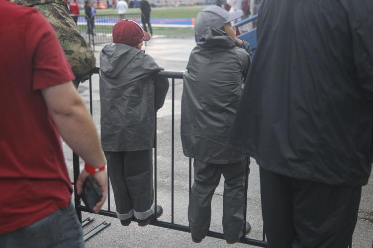 OU football: Sooner fans wait during weather delay in Lawrence, Kansas ...