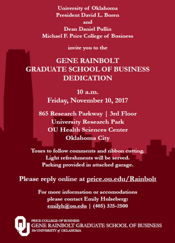 Gene Rainbolt Graduate School of Business dedication ceremony to ...