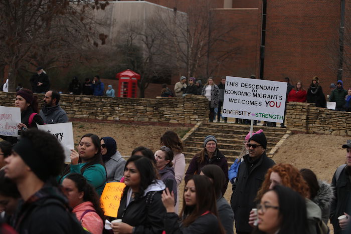 'No Ban, No Wall' Protest on South Oval | Gallery | oudaily.com