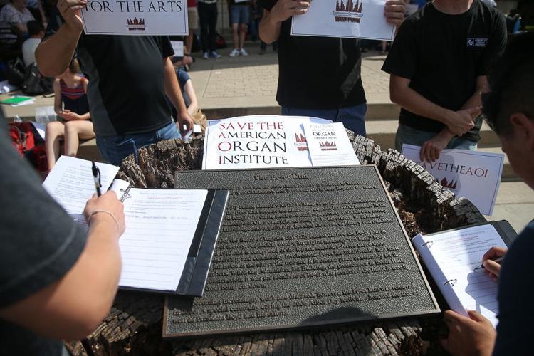 Supporters of American Organ Institute participate in Evans Hall sit-in ...