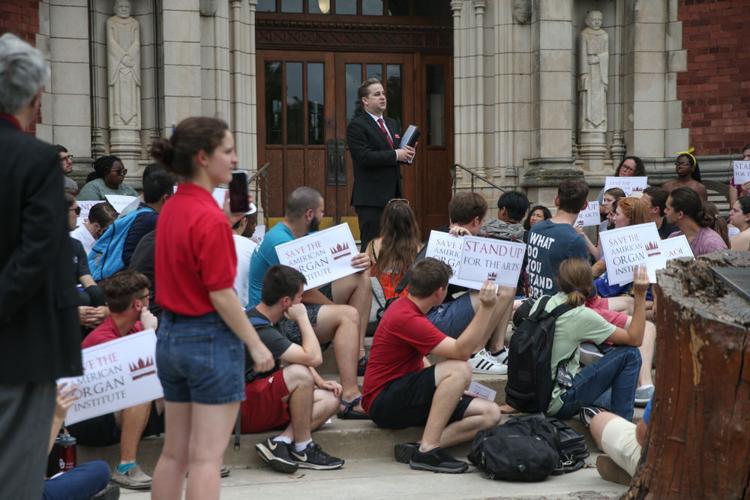 Supporters of American Organ Institute participate in Evans Hall sit-in ...