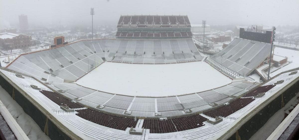 Snow over the football stadium | Gallery | oudaily.com