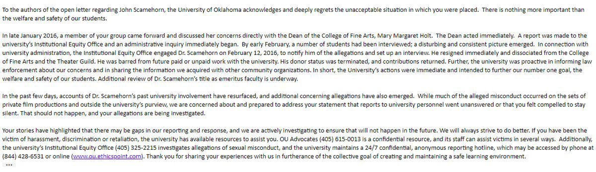 OU releases statement regarding the open letter to Professor Emeritus ...