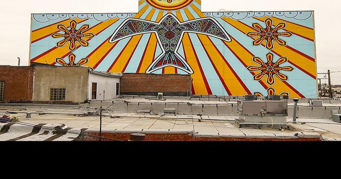 Red tail hawk mural spreads its wings in downtown Norman | A And E ...