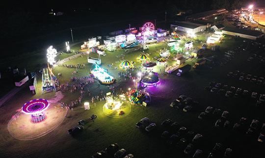 Family Night at the 2021 Overton County Fair as seen from above ...