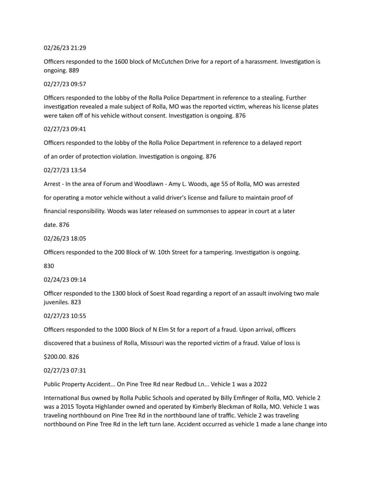 POLICE INCIDENT REPORT 02 28 2023 Phelpscountyfocus police-incident-report-02-28-2023-phelpscountyfocus