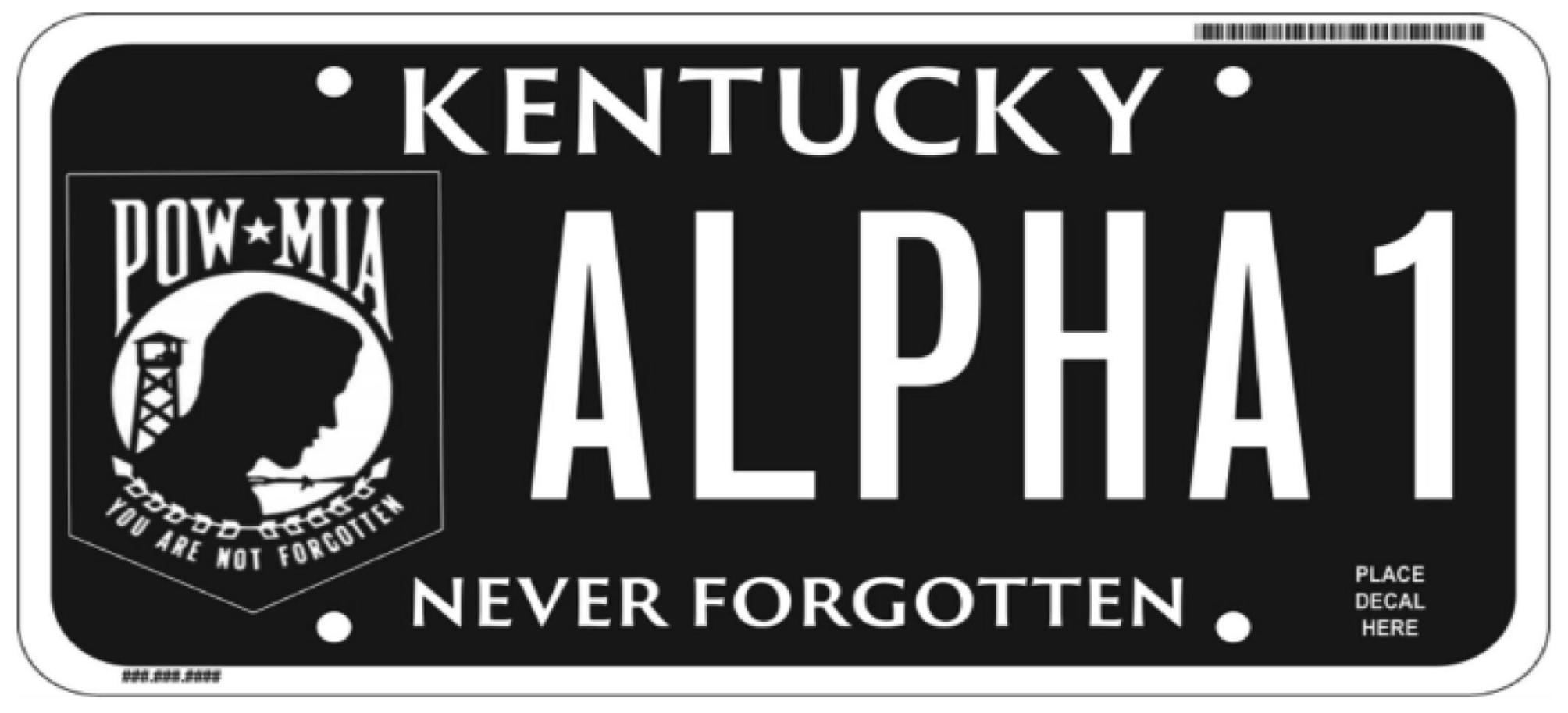 POW-MIA specialty license plates now available for Kentucky drivers ...