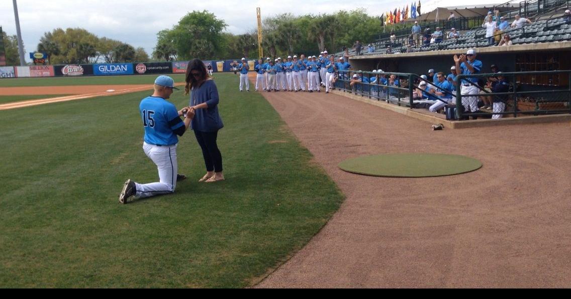 Citadel pitcher Zach Sherrill hits home run with on-field proposal ...