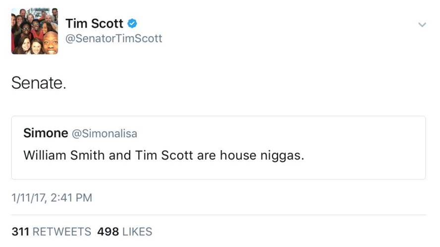 Someone called Sen. Tim Scott the N-word on Twitter. The South Carolina ...