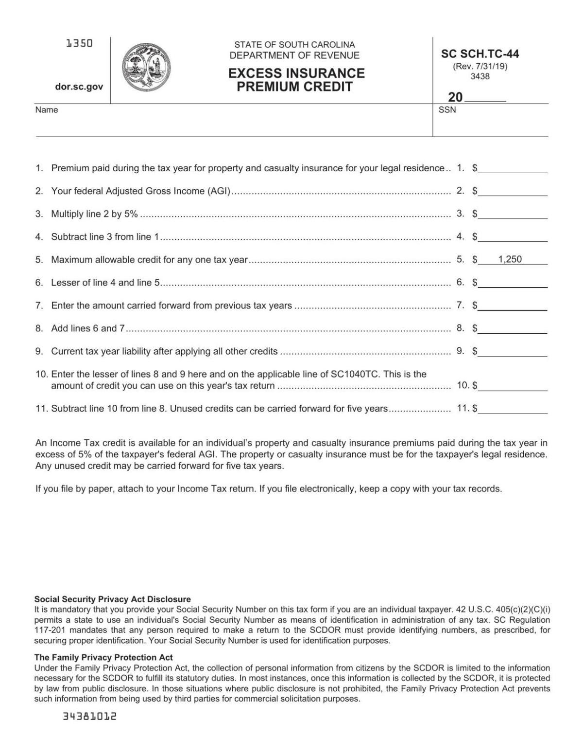 South Carolina has tax credit for high home insurance costs