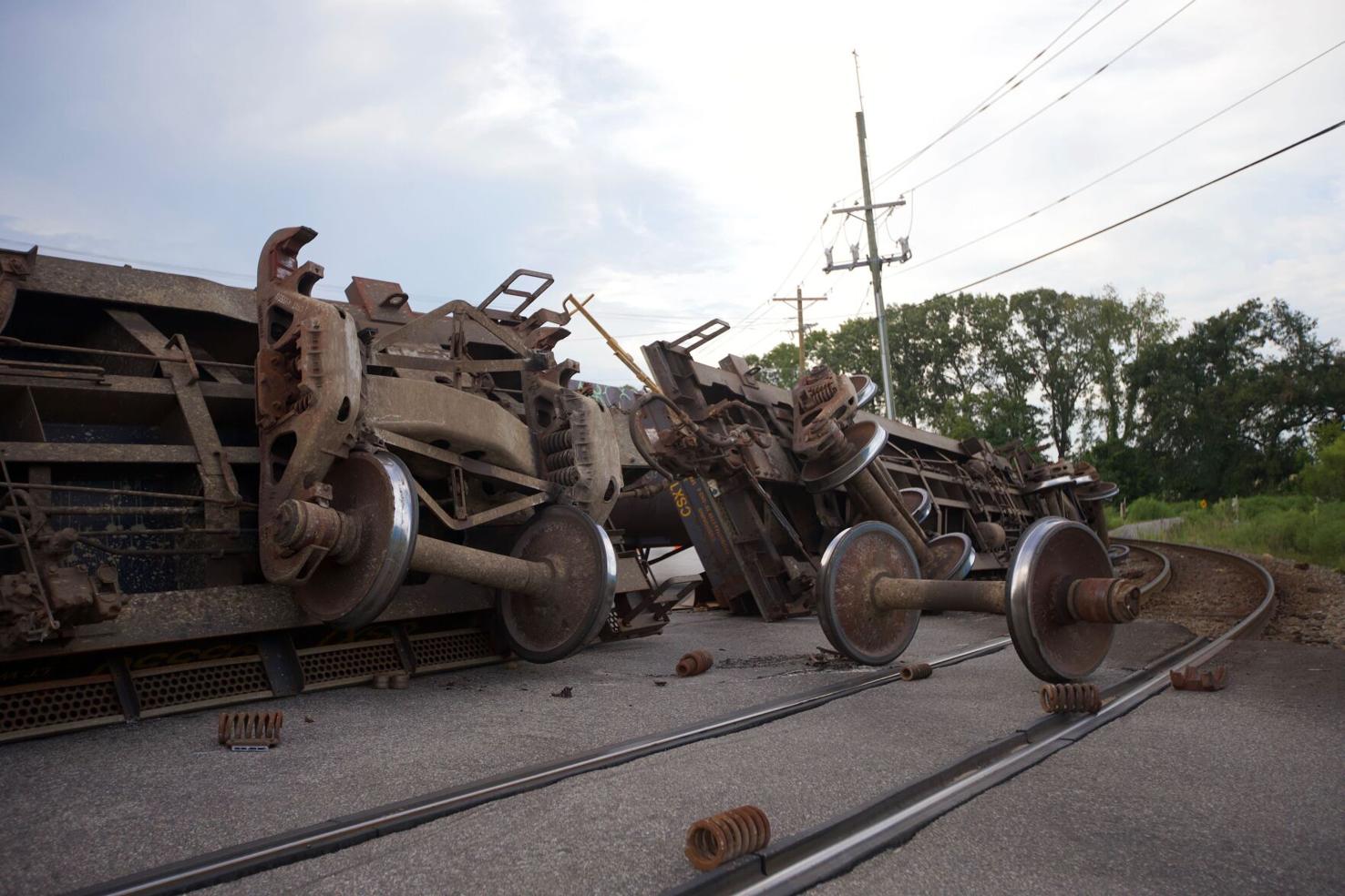 Train tips over along North Charleston tracks, blocking intersection