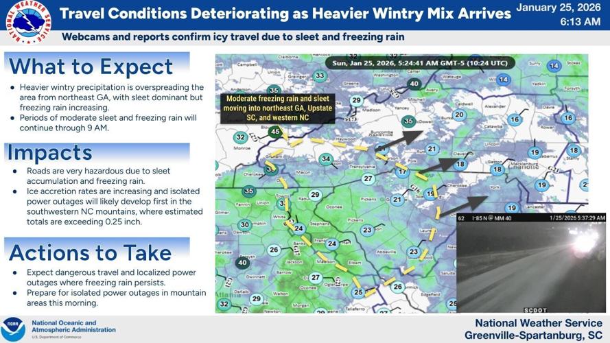 Ice storm warning, power outages continue in Upstate SC