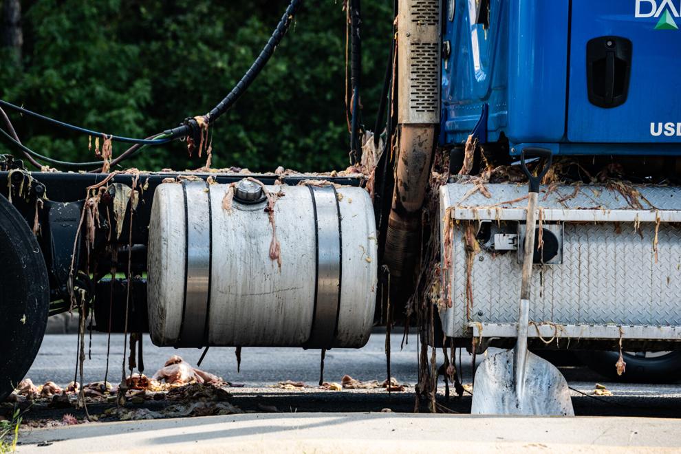 Truck spill results in raw meat coating West Columbia road