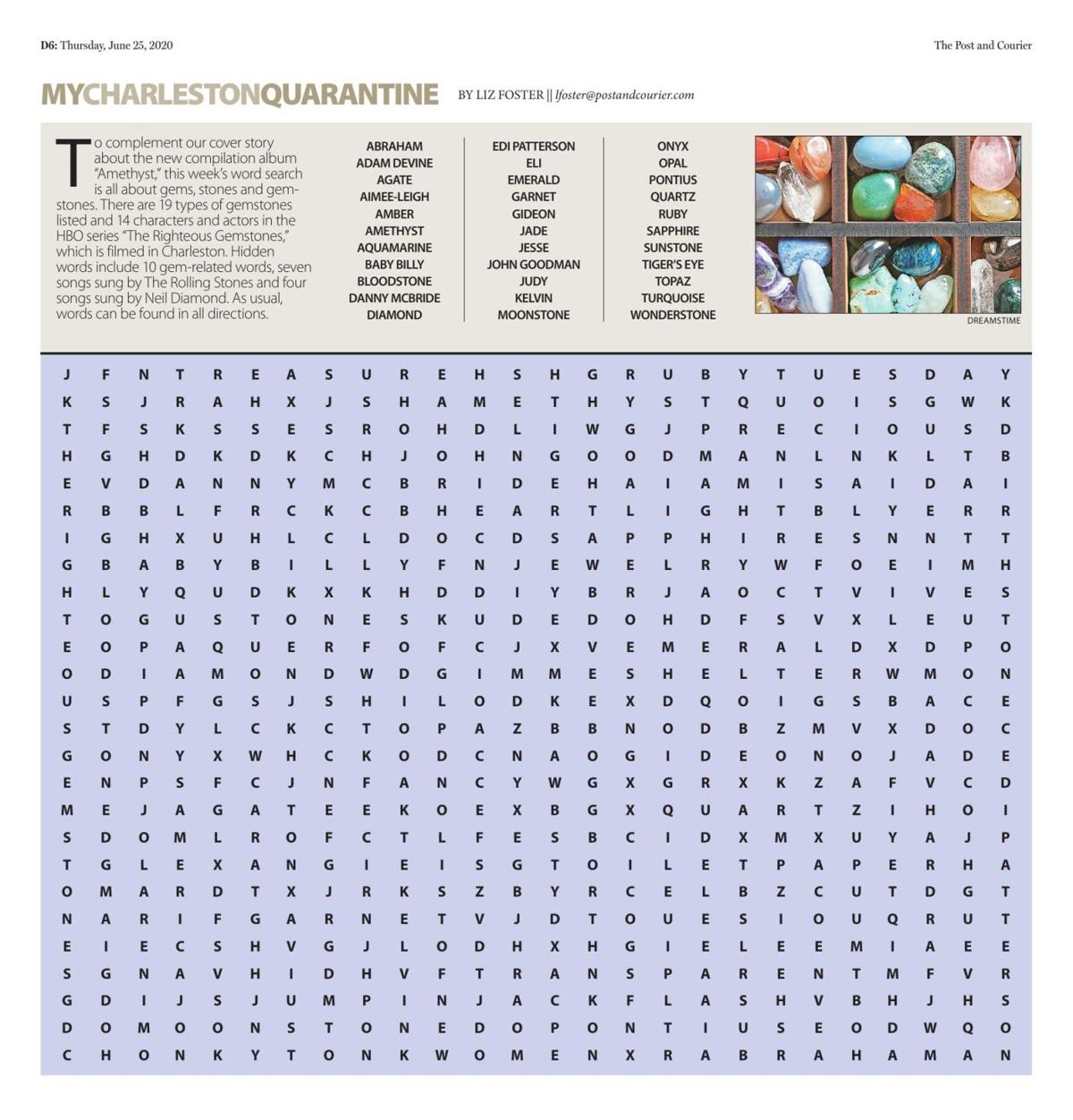 Look for gems, stones and 'The Righteous Gemstones' in this week's word ...