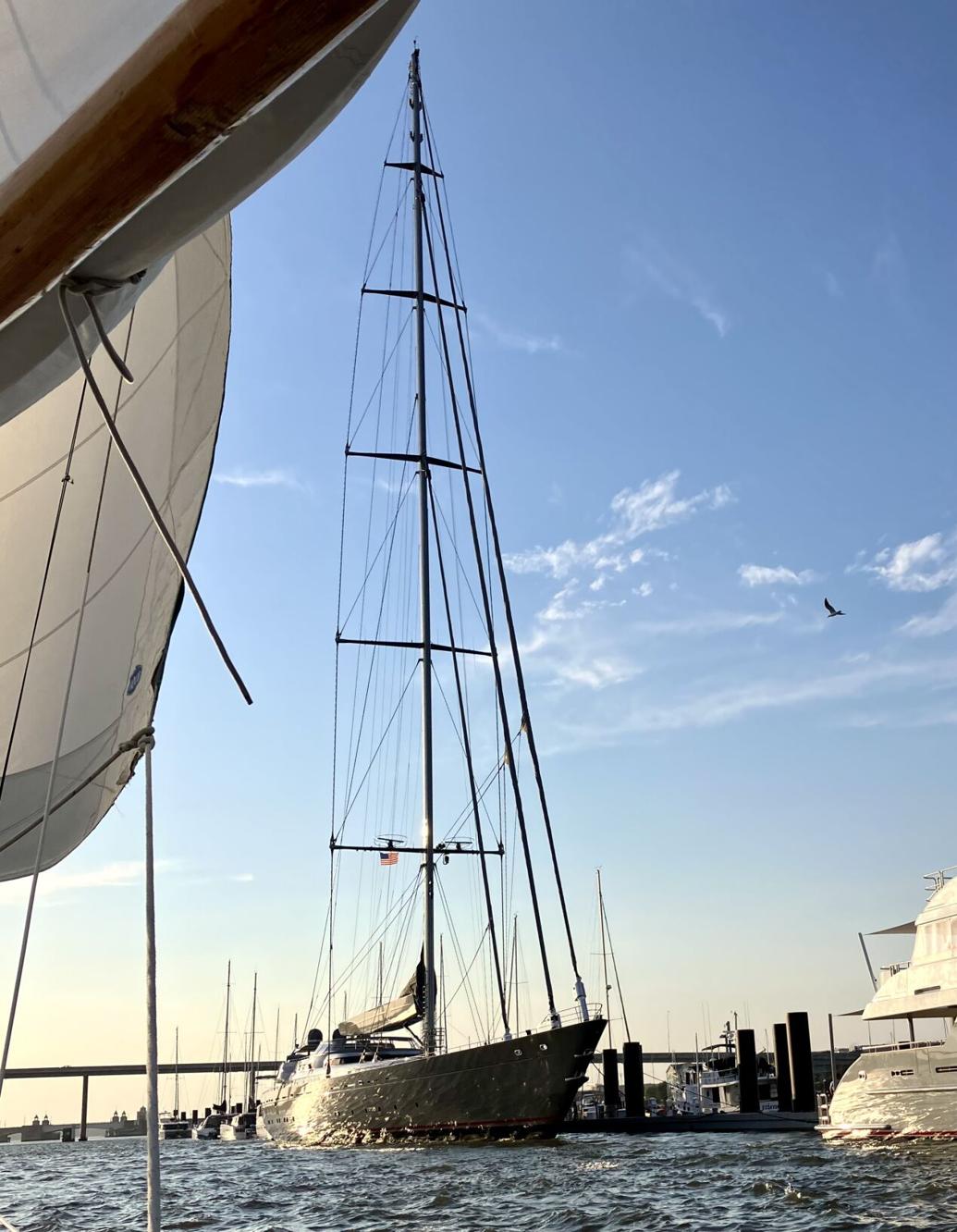 World's largest single-mast sailboat docked in Charleston