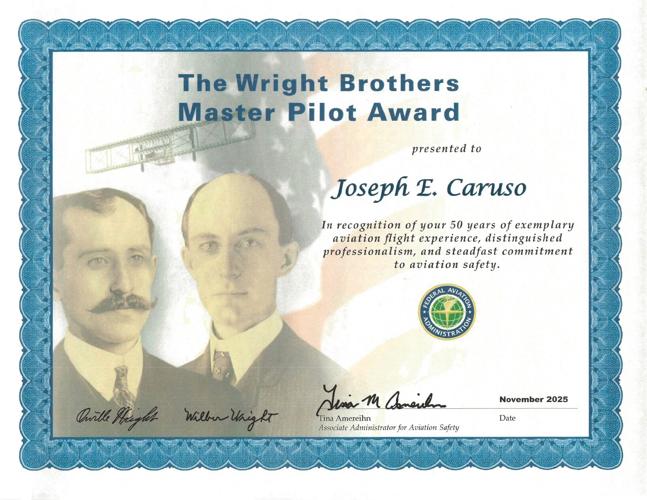 Summerville aviator Joe Caruso receives FAA’s Wright Brothers Master ...