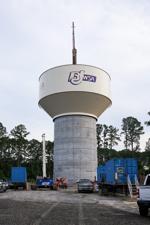 1.5-million gallon water tower skies above Bluffton