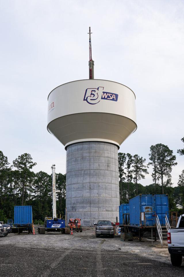 1.5-million gallon water tower skies above Bluffton