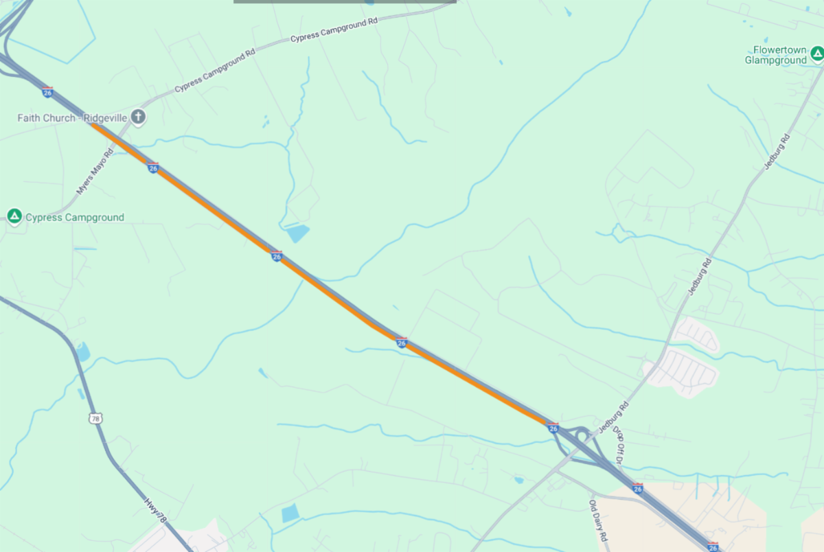 SCDOT to conduct traffic shift on I-26 Eastbound in Berkeley County