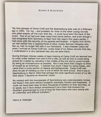 Henry Kissinger became an American citizen in Spartanburg SC