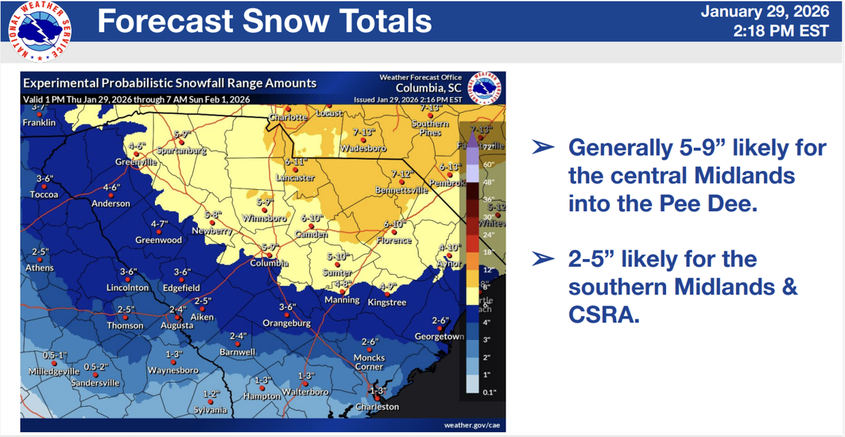 Snow and ‘bitter cold’ expected in Columbia, SC this weekend