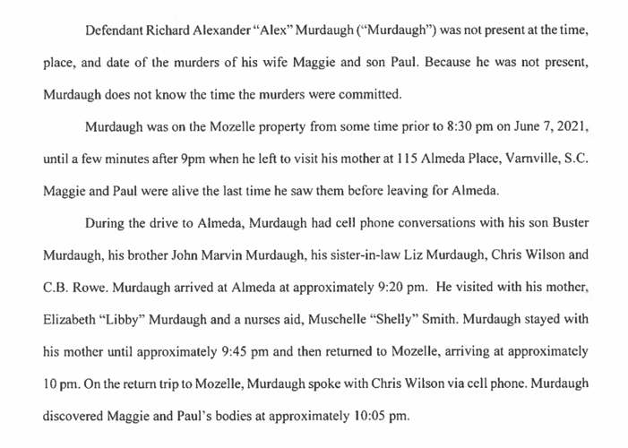Alex Murdaugh files formal alibi ahead of January double murder trial